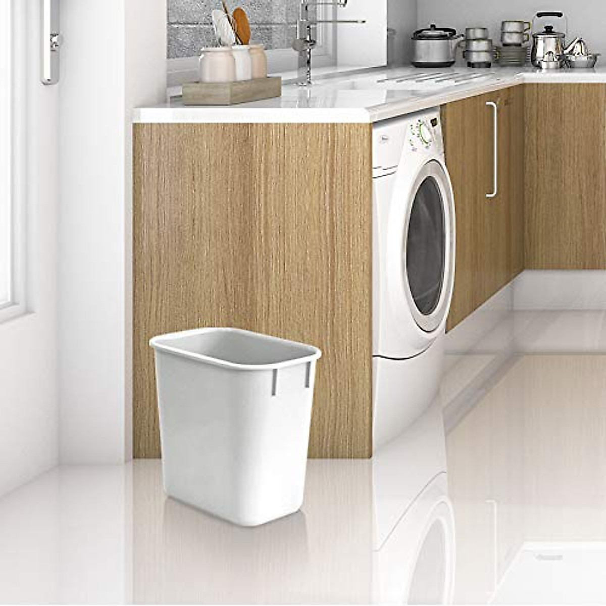 Acrimet Wastebasket Bin 13QT (Plastic) (White Color) (Set of 4)