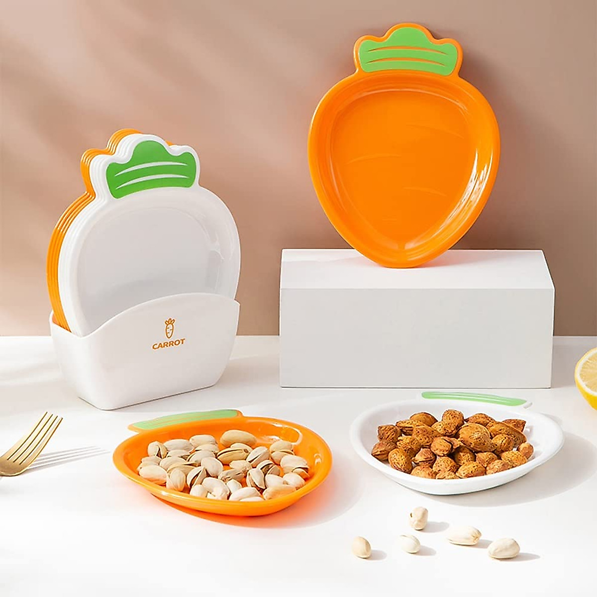 HARAY Salad Bowls Four Carrot-shaped Snack Plate Home Restaurant Snack Plate Table Fruit Snack Snack Snack Candy Dried Fruit Plate Garbage Residue Plate Soy Sauce Dish Salad Bowls