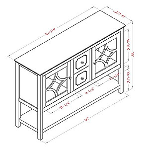 Mixcept 52" Stylish Sideboard Buffet Cabinet Wood Console Table Storage Cabinet with 2 Doors and 2 Drawers, Black