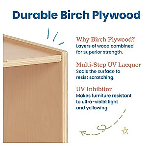 ECR4Kids Streamline 2-Shelf Storage Cabinet, 24in, Kid's Bookshelf, Natural