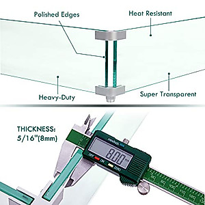 yukang Redeo Fire Pit Glass Wind Guard, 20" x 20" Square Fire Pit Clear Tempered Glass Guard for Propane Fire Pit, Outdoor Fire Pit Table - 8 mm Thickness