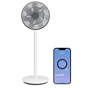 Ofuzzi Breeze 10 Smart Pedestal Fan for Bedroom, Smart Fans works with Alexa/Google, 27db Pedestal Fan for Indoors, 100 Speeds, 140° Oscillating Fan, 46ft Vented Portable Stand Fan for Quiet Spaces
