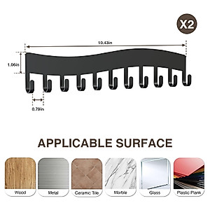 Josmimic Wall Necklace Organizer Holder: Wall Mounted Jewelry Hanging Storage Necklaces Display Hanger Black