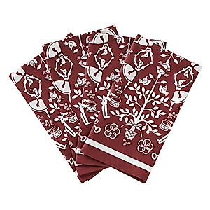 SKL Home Vern Yip Christmas Carol Napkin Set, Red 4 Piece