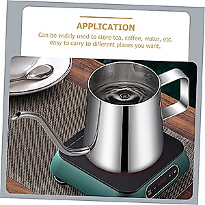 VINTORKY Coffee Pot Drip Kettle Stove Espresso Maker Espresso Coffee Machine Mini Teapot Stovetop Espresso Narrow Spout Pot Pouring Kettle Espresso Machine Stainless Steel Silver