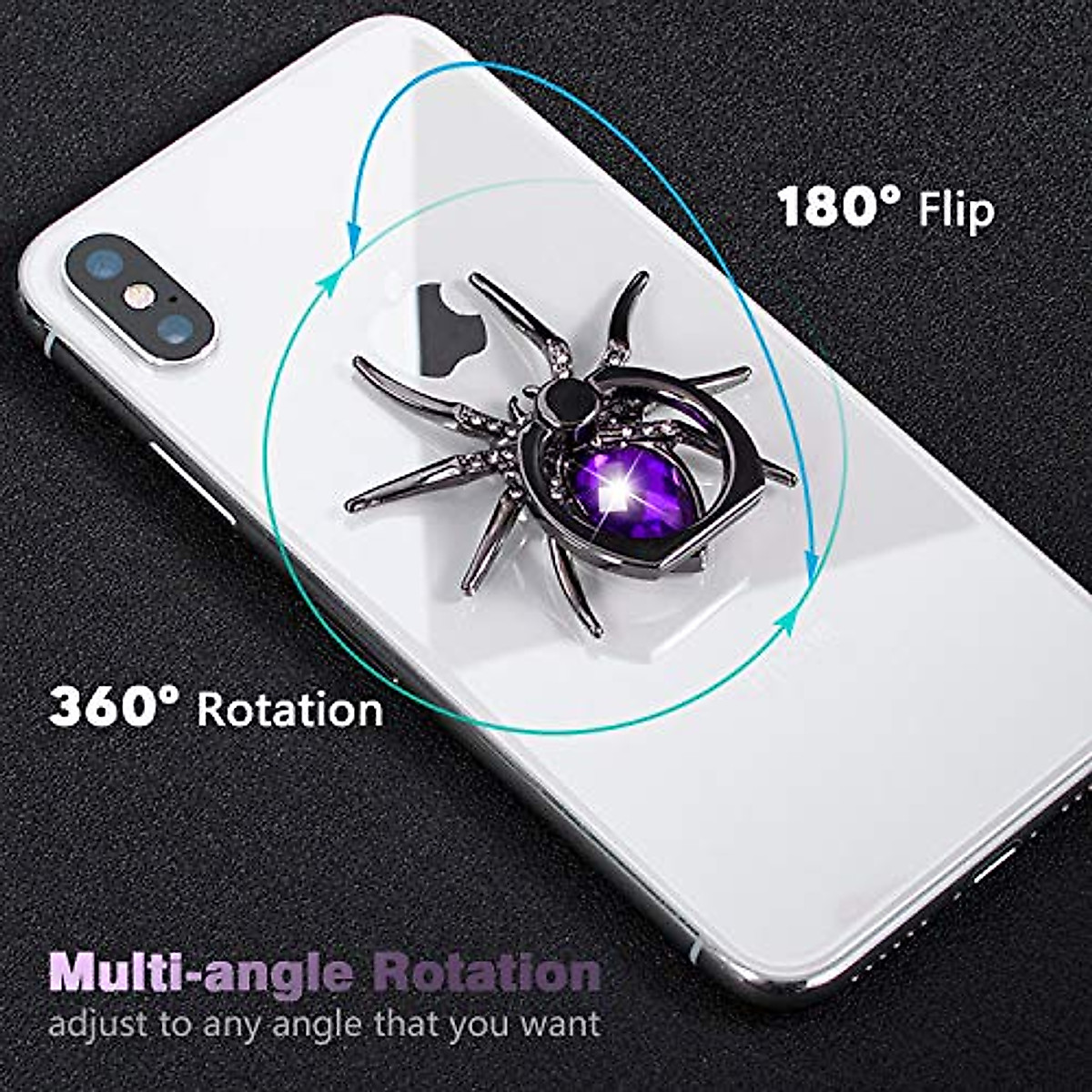 Spider Phone Ring Holder Stand, Allengel Animal Phone Ring Finger Grip Rhinestone Phone Kickstand for All Smartphone (Purple)