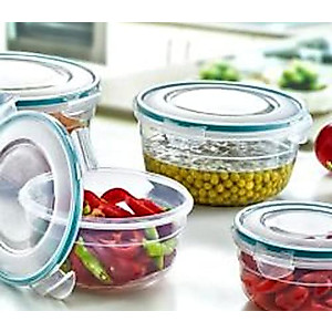 Plastart Food Storage Containers Airtight Plastic for Pantry & Kitchen Organization, Snack Bins with Latching Lids- Clear Dishwasher Safe, Doesn't Absorb Odors 1 LT (LC-105)