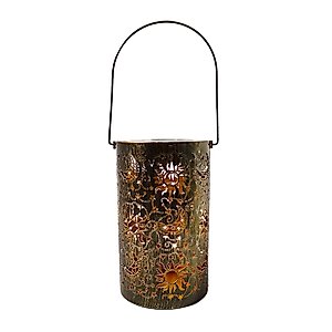 Ruiqas Solar Light Energy Saving Lamp Indoor Outdoor Hollow- Out Leaves Bucket Light Waterproof Lamp for Patio Garden Home Decoration