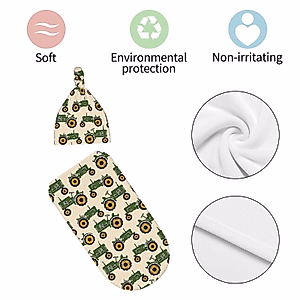 XIAOMAO Tractor Car Baby Swaddle Cocoon Sack,The Simple Swaddle with Beanie Set ,Soft Stretchy Comfortable Receiving Blanket for Infants & Newborns 0-6 Months, One Size