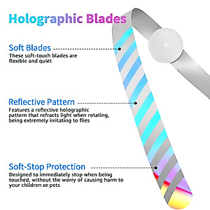 chemotex Fly Fan for Tables Rechargeable Fly Fans for Food Keeps Flies Away Fly Repellent Fans for Outdoor Table Top Bug Repellent Fan with Holographic Blades for Picnic (Silver, 3Packs)