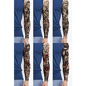 Pinone Full Arm Temporary Tattoo For Man Women L19“xW7”(12 Sheets)