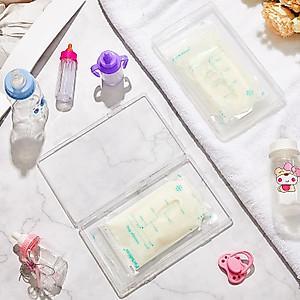 Hushee 12 Pcs Clear Flat Breast Milk Freezer Storage Organizer Space Saving Breastmilk Storage Breastmilk Freezer Tray Breastfeeding Bag Organization, 7.87 x 4.72 x 0.67 in