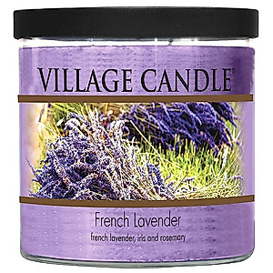 Village Candle 1-Piece 10 oz 372 g Decor Pillar Candle Jar, French Lavender