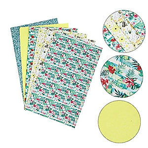 TEHAUX 6 Pcs Sheets Flower Animal Leather Quilting Kits Leather Fabric b y The Leather Scraps Leather Earrings Handmade Earrings Hand Jewelry DIY Patchwork Materials DIY Leather Sheet Bee