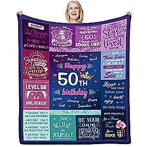 50th Birthday Gifts For Women 50"x60" Blanket, 50th Birthday Gift Ideas, 50 Birthday Gifts For Women, 50 Year Old Gifts For Women, 50th Birthday Decorations Women, 50th Bday Gifts Women Throw Blankets