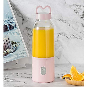 Portable Blender, Personal USB Mini Smoothie Blender, Electric Fruit Juicer Cup with Six Blades, 17oz Detachable Cup and 4000mAh Rechargeable Batteries, Small Travel bottles for shakes and smoothies (pink)