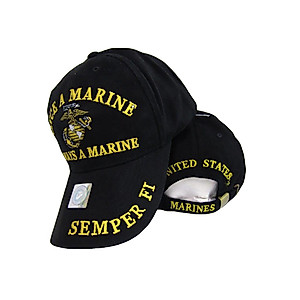 USMC EGA Semper Fi Fidelis Once A Marine Always a Marine Cap Hat Marines 4-07-B Black