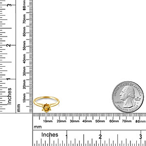 Gem Stone King 14K Yellow Gold Yellow Citrine Gemstone Birthstone Engagement Solitaire 6-Prong Ring For Women (0.70 Cttw, Gemstone Birthstone, Available In Size 5, 6, 7, 8, 9)