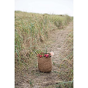 Creative Co-Op Hand-Woven Bankuan Bucket w/Handle, Natural Basket, 13" L x 13" W x 17" H