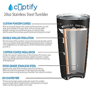 Personalized MD Medical Doctor Gift on Black 20 oz Stainless Steel Tumbler with Lid - Insulated Cup - Custom Travel Mug