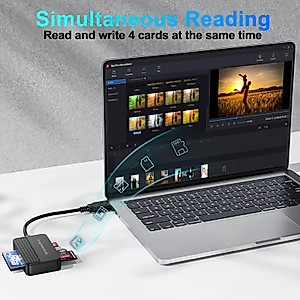 Compact Flash Card Reader, Multi Memory Card 4-in-1 Simultaneous Reading 5Gbps Data Transfer, SD/Micro SD TF/MS/CF External Adapter for Computer PC Camera Laptop