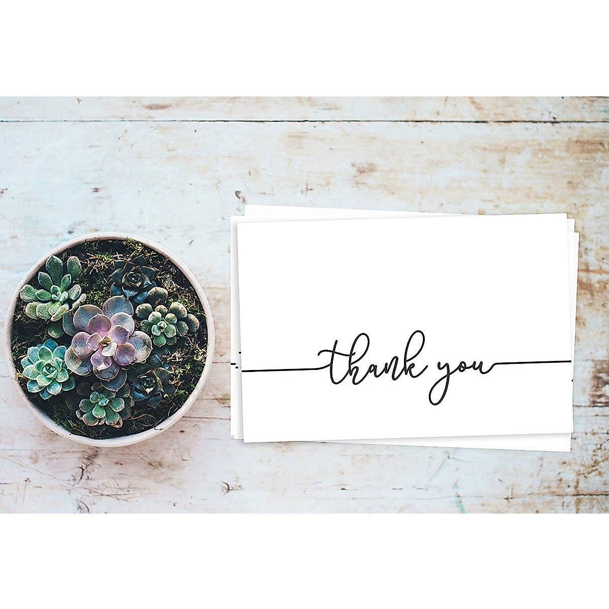 Cavepop 36 Pack Card Box Assorted Thank You Cards with Envelopes, Black and White Handwritten Blank Cards for a Greeting, Notes, Gifts with Envelopes for Wedding, Baby and Bridal Shower