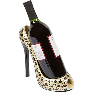 Hilarious Home High Heel Wine Bottle Holder - Stylish Conversation Starter Wine Rack (Leopard Print)