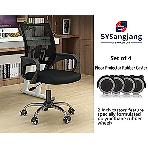 SYSanjang SYTX-324 2" (Set of 4) Floor Protector Rubber Caster Wheels (5/16 Inch Stem/Top Plate Mounting Options)