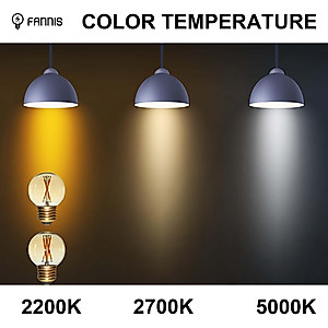 FANNIS Vintage Dimmable LED Bulbs, G50 G16.5 Edison Bulb, Equivalent 20W- 40W, Soft Warm Light 2200K, E26 Medium Base, Amber Glass LED Filament Light Bulb, Pack of 6