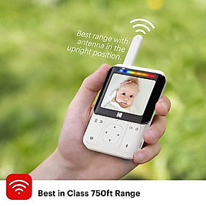 KODAK Cherish C225 Video Baby Monitor - Tilt/Pan/Zoom Camera, 2.8" HD Screen, Hi-res Camera, Remote Zoom, Two-Way Audio, Night-Vision, Long Range, WiFi, Mobile App
