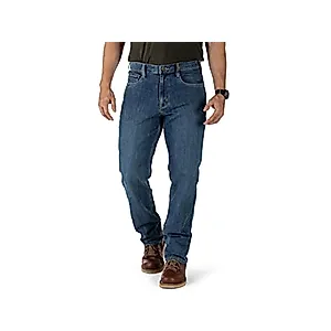 5.11 Tactical Men's Defender-Flex Straight Jeans, Mechanical Stretch Fabric, Classic Pockets, Style 74477, Medium Wash Indigo, 34W X 30L