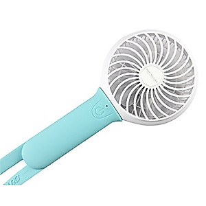 Momoday Mini Air Cool Fan Multi-function Personal Rechargeable USB hanging Handheld with LED Light Portable Cool Student Fan 3 Speeds Powered by Battery/USB for Home Office Outdoor and Travel (Blue)