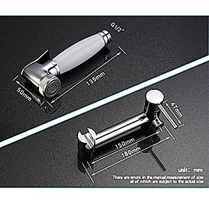 MINJING Brass Toilet Bidet Sprayer, Bathroom Handheld Shower Set, Bidet Faucet with Hot and Cold Water, Wall Mounted Bathroom Bidet Attachment Set for Personal Hygiene,B Set