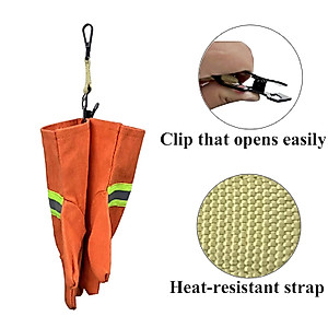 HUNYUITEY Heat-Resistant Firefighter Glove Strap Firefighter/Work Glove Clip Holder Heavy Duty Metal Alligator Gloves Grabber Clip