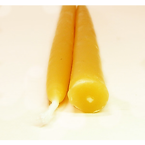 BCandle 100% Beeswax 2-hour Candles Organic Hand Made - 7 1/2 Inch Tall, 3/8 Inch Diameter (Pack of 12), Porcelain Candle Holder