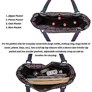 ESOVIO Irregular Geometric Luminous Shoulder Bag And Handbags For Lady Grid Holographic Reflective Purses Totes Shopping Rucksack