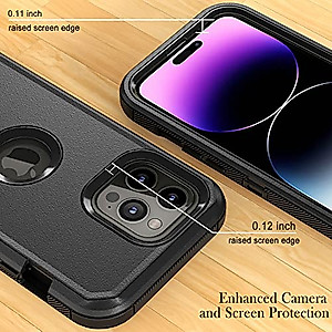 TASHHAR Phone Case for iPhone 14 Pro Case,Heavy Duty Hard Shockproof Armor Protector Case Cover with Belt Clip Holster for Apple iPhone 14 Pro 6.1 5G 2022 Phone Case (Black)