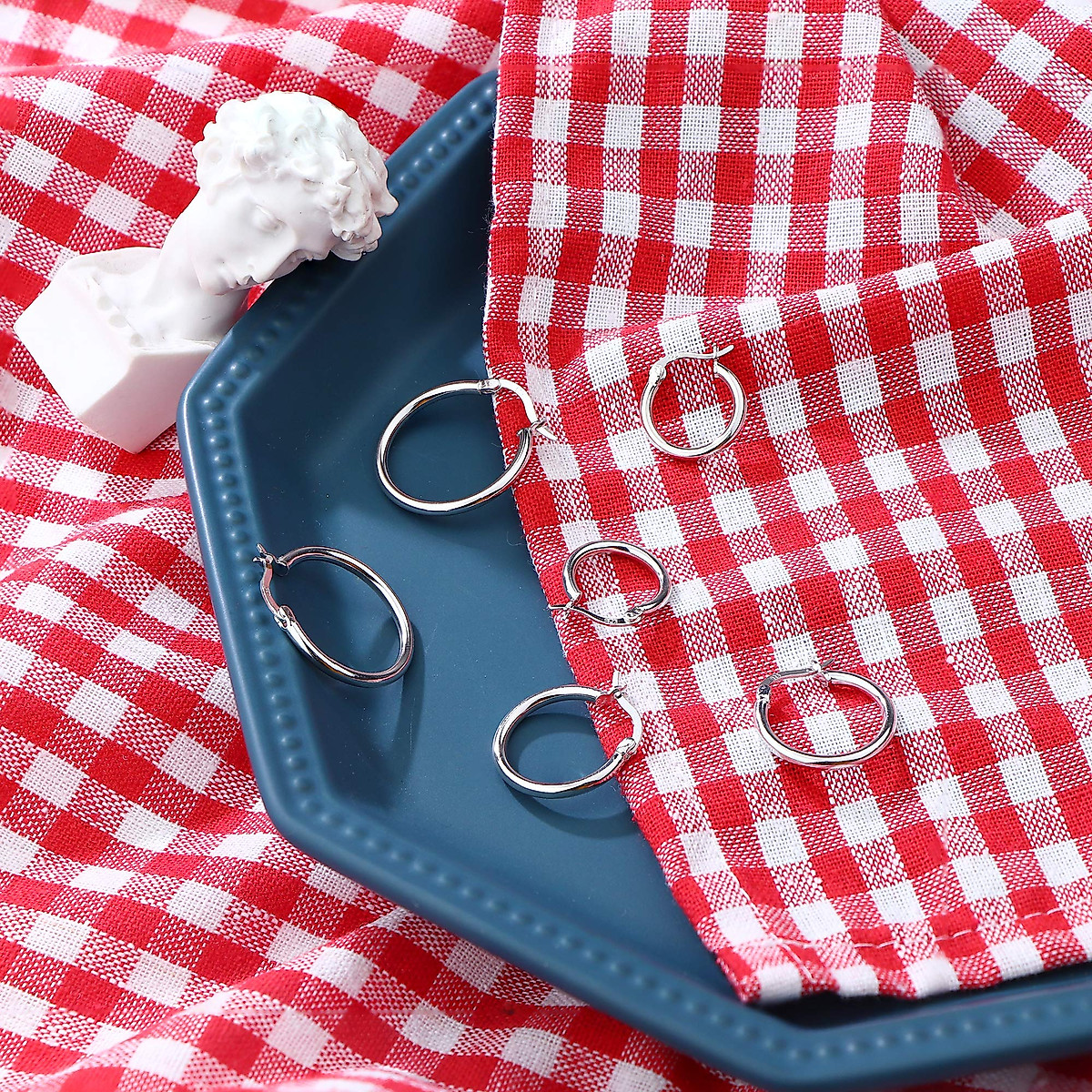 Sllaiss 3 Pairs Sterling Silver Round Hoop Earring for Women Lightweight Click-Top Hoop Earring Hypoallergenic 10-20MM