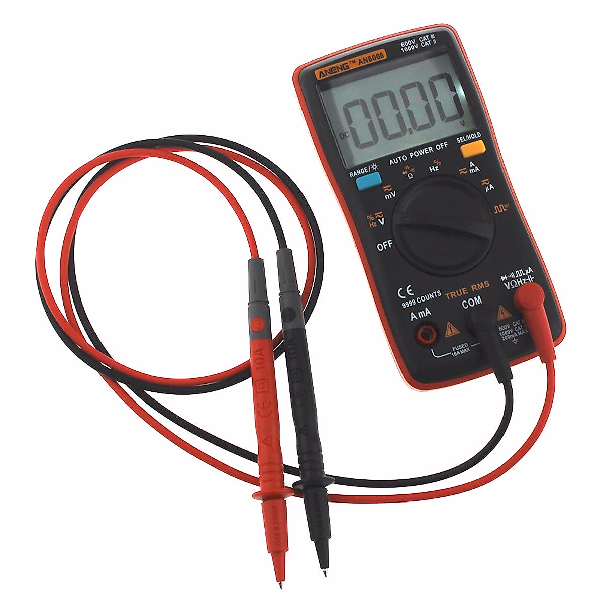 ANENG AN8008 True-RMS Digital Multimeter 9999 Counts Square Wave Backlight AC DC Voltage Ammeter Current Ohm Auto/Manual (Color : Red)