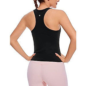 CRZ YOGA Butterluxe Womens Racerback Tank Top High Neck Workout Tops Athletic Sleeveless Top Camisole Gym Tanks Black Medium