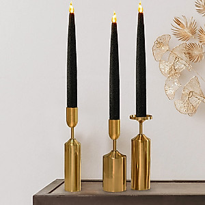 Furora LIGHTING Black Glittery LED Taper Candles Pack of 2, Flameless Flickering Taper Candles with Timer for Home Décor Holiday Décor, Battery Operated