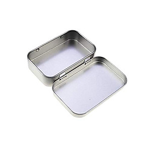 lasenersm 4 Pieces Rectangular Empty Hinged Tin Box Containers Hinged Metal Storage Container for Home Storage or Outdoor Active Storage 4.52 x 3.34 x 0.86 Inch