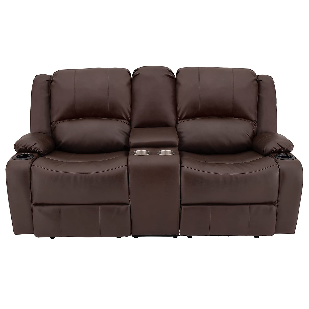 RecPro Charles Collectiom | 70" Powered Doubled Recliner | Suprima Leather (Mahogany)