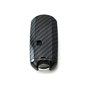 iJDMTOY (1) Carbon Fiber Pattern Smart Key Fob Shell w/ Black Silicone Key Button Skin Compatible With Mazda 2 3 5 6 CX-3 CX-5 CX-7 CX-9 MX-5 (Fit 2 or 3 Button Keys)