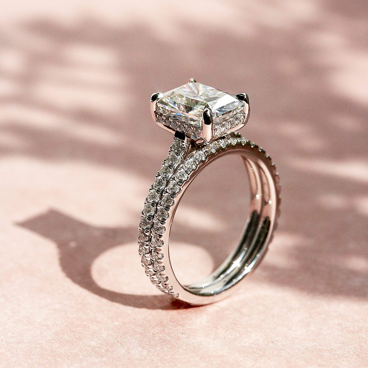 Kobelli 2.7ct Radiant Moissanite Drop Halo Bridal Set - white-gold / 6.0 G-H