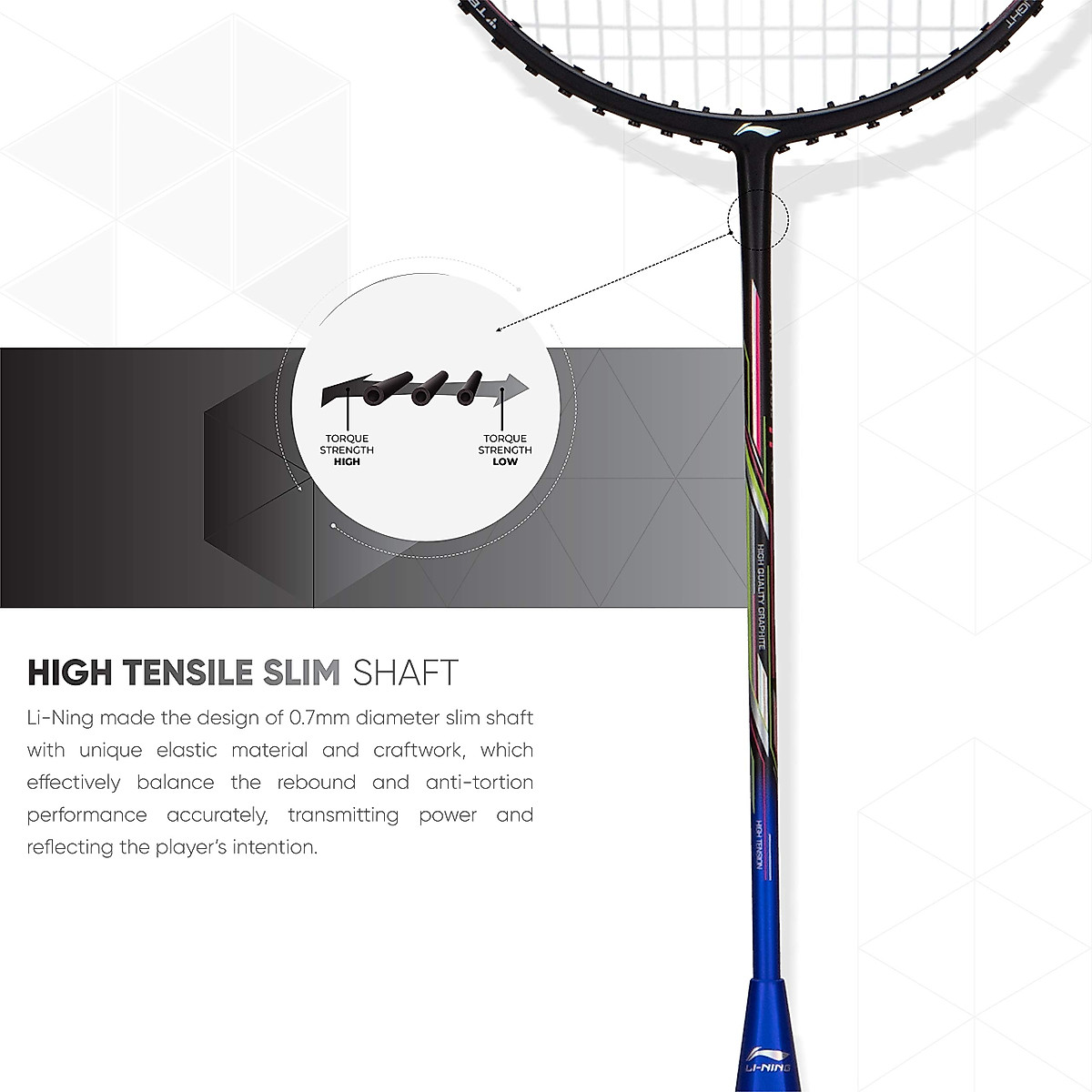 Li-Ning Air Force 77 G2 Carbon Fibre Strung Badminton Racket with Free Full Cover(Black/Blue,Set of 1)