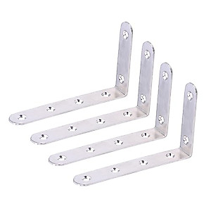 OKUMEYR Stainless Steel Shelves 8 Pcs Silver L Type Shelf Corner Brace Corner Brace Shelf Clogs Corner Code Connector Fixed Layer Angle Bracket Right Angle Bracket