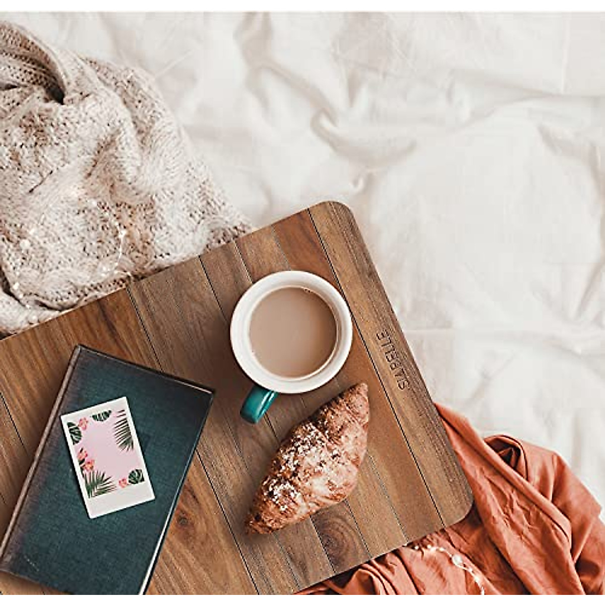 SIABELLE® Sofa Arm Tray, Flexible Couch Arm Tray Table, Foldable Cup Holder for Armrest, Portable Couch Tray for Drinks, Snacks, Phone, TV Remote - (17.4” x 12”)