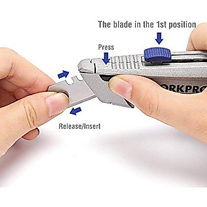 WORKPRO W013029 Quick Change Retractable Utility Knife, SK5 Blades, Tempered (Single Pack)