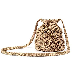 Ayliss Women Handwoven Crossbody Bag Summer Beach Woven Handmade Clutch Purse Weaving Casual shoulder Handbag(Light Brown)